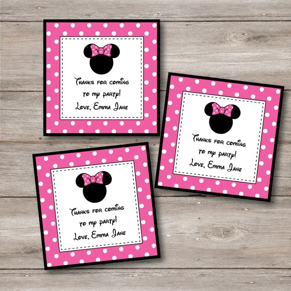 Minnie Mouse Favor Tags Printable Minnie Mouse Bag Tags | Etsy