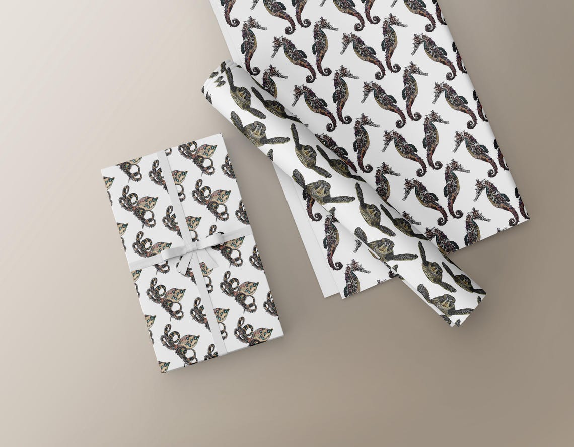 Pack X2 Octopus Gift Wrap Set, Wrapping Paper, Nature Wrap, Decorative ...