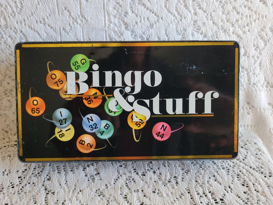 Vintage Bingo and Stuff Hinged Lid Tin With Bingo Chips Artcraftins ...