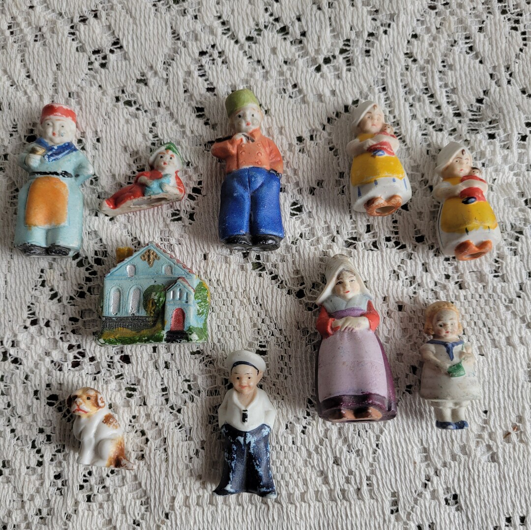 Vintage Painted Porcelain Bisque Miniature Figurines 10 Pieces Germany ...
