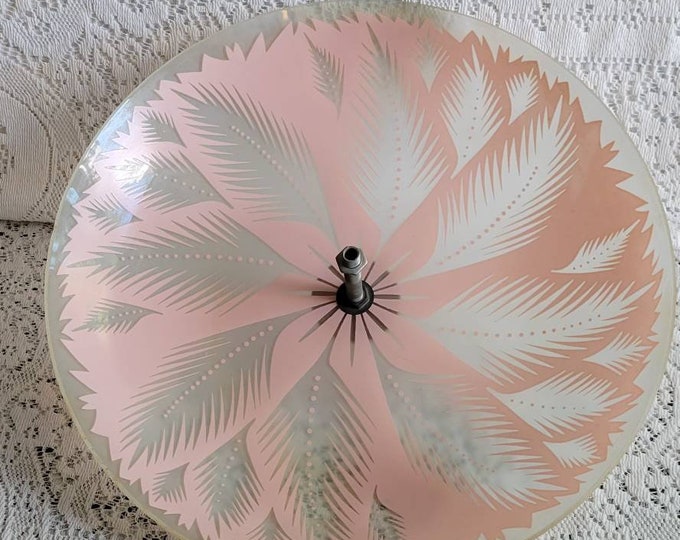 Vintage Glass Drop Ceiling Lamp Shade Round 13.5 Inch Diameter Frosted ...