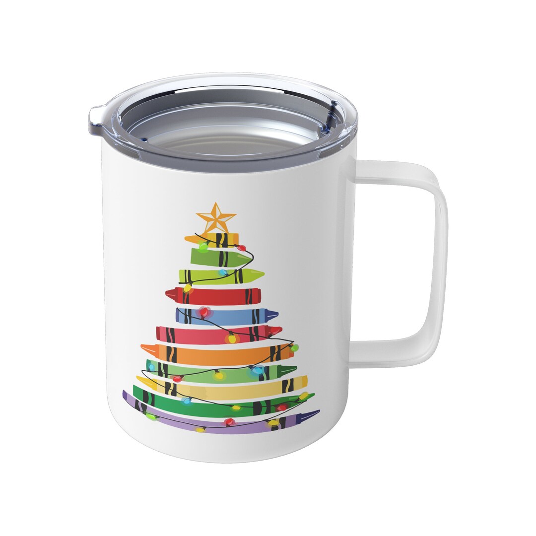 Crayon Christmas Tree Sipper Lid Mug - Etsy
