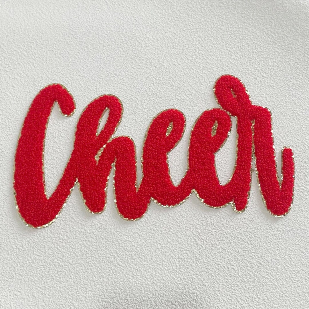 Cheer Chenille Patch Iron-on - Red With Gold Trim - Etsy