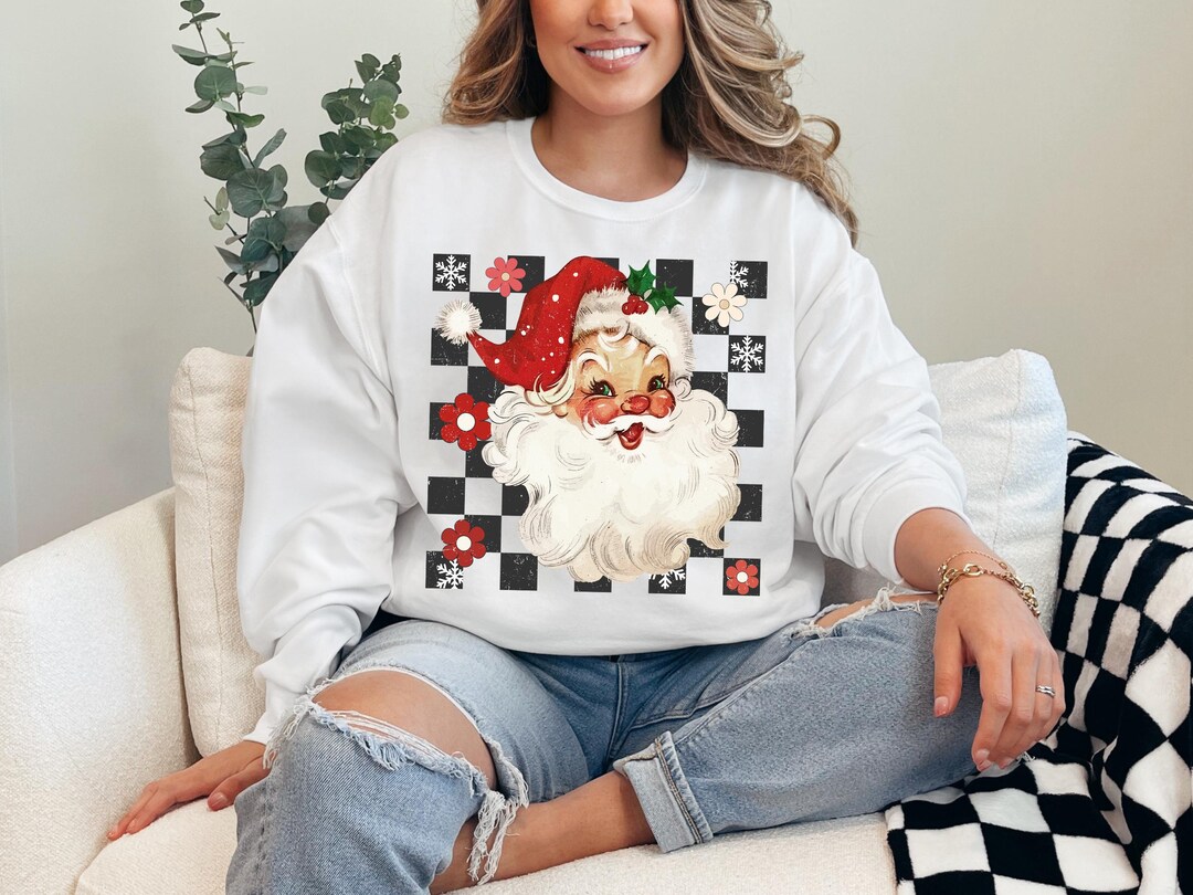 Checkered Distressed Santa - Adult - Etsy