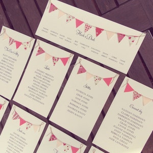 Table Plan Cards Individual Table Plan Arrangement Cards for - Etsy