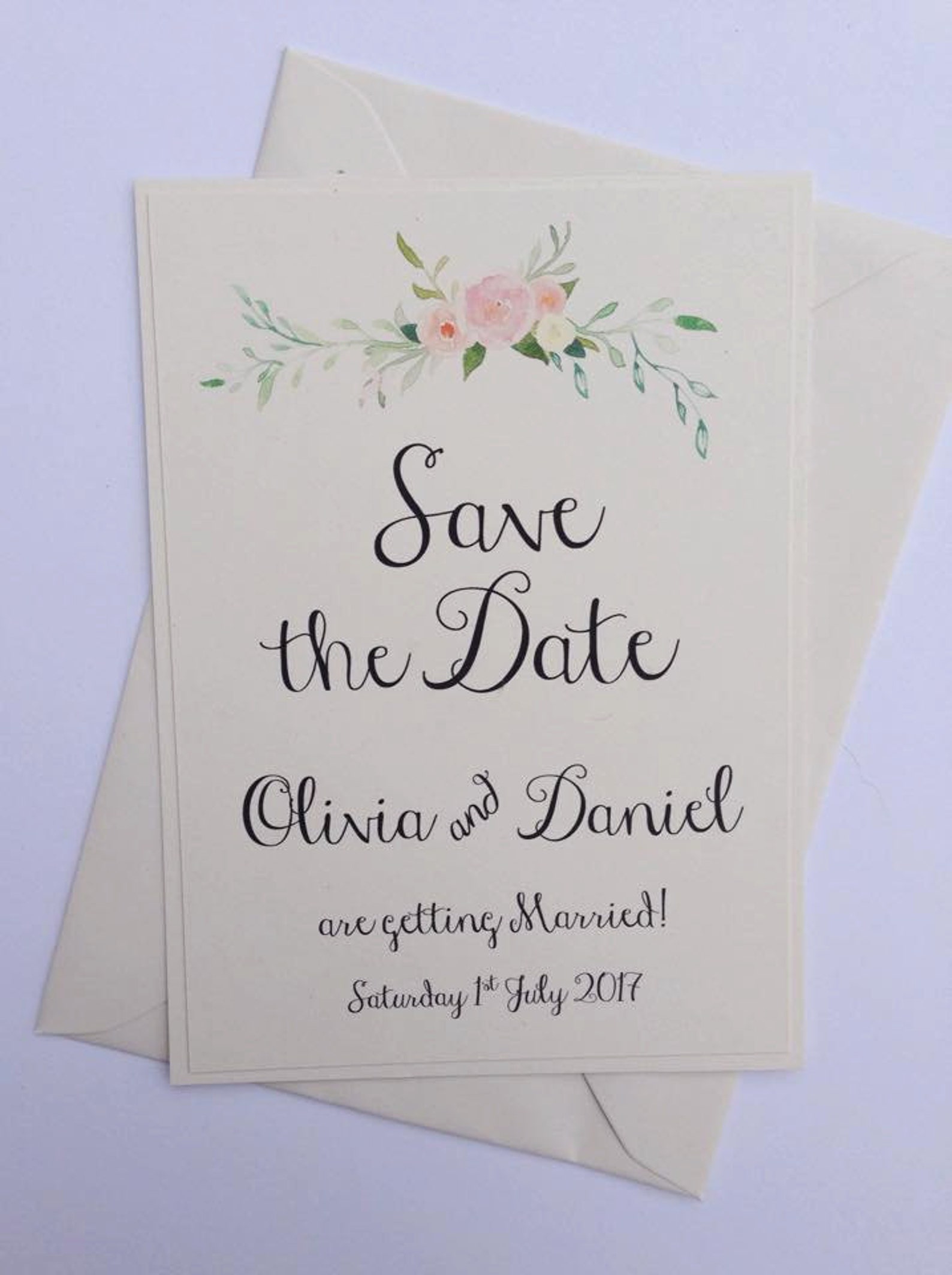 Rustic Floral Save the Date Wedding Invitation. - Etsy UK