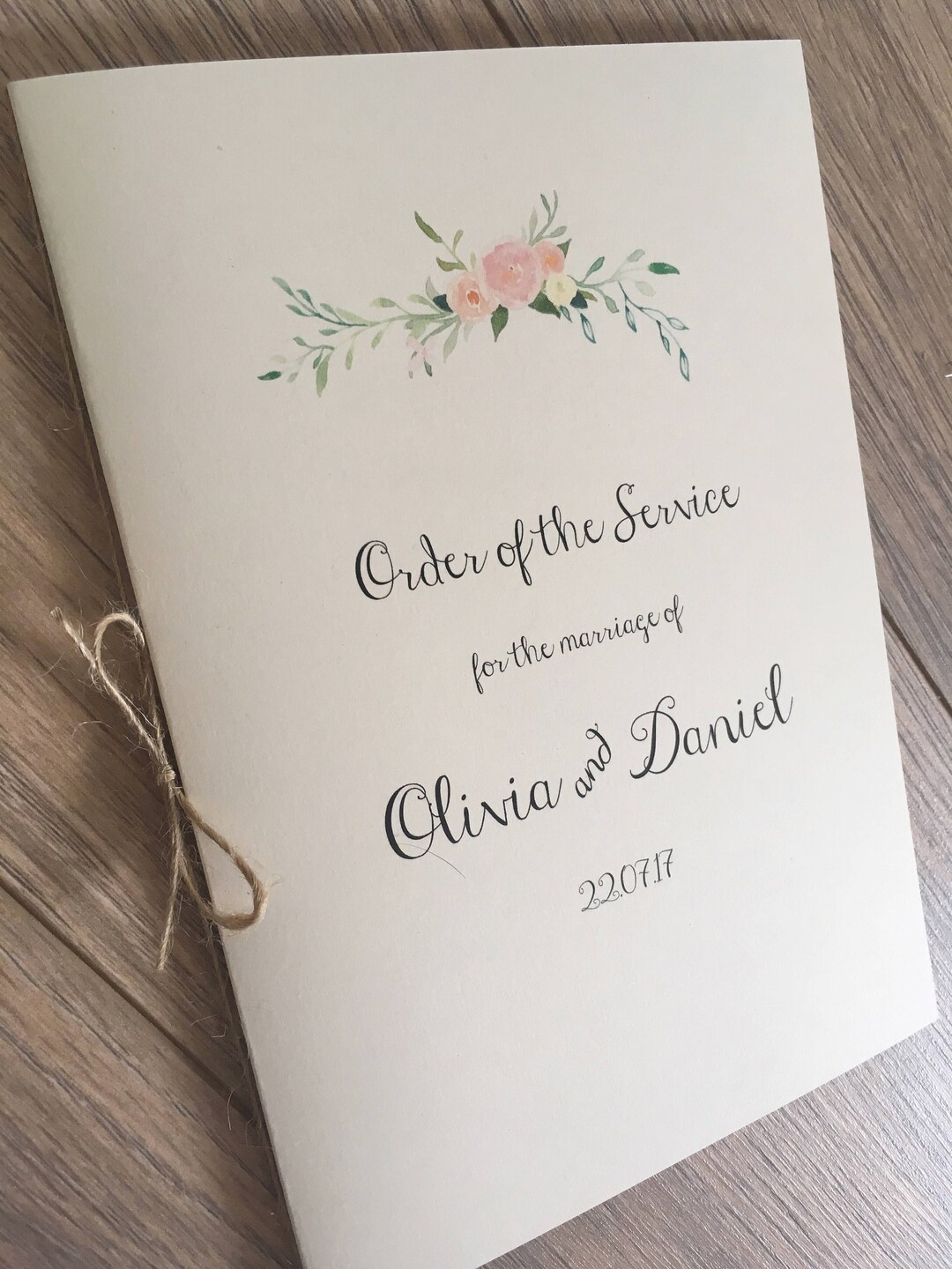 Order of Service Booklets With Boho Floral Print. Rustic Wedding ...