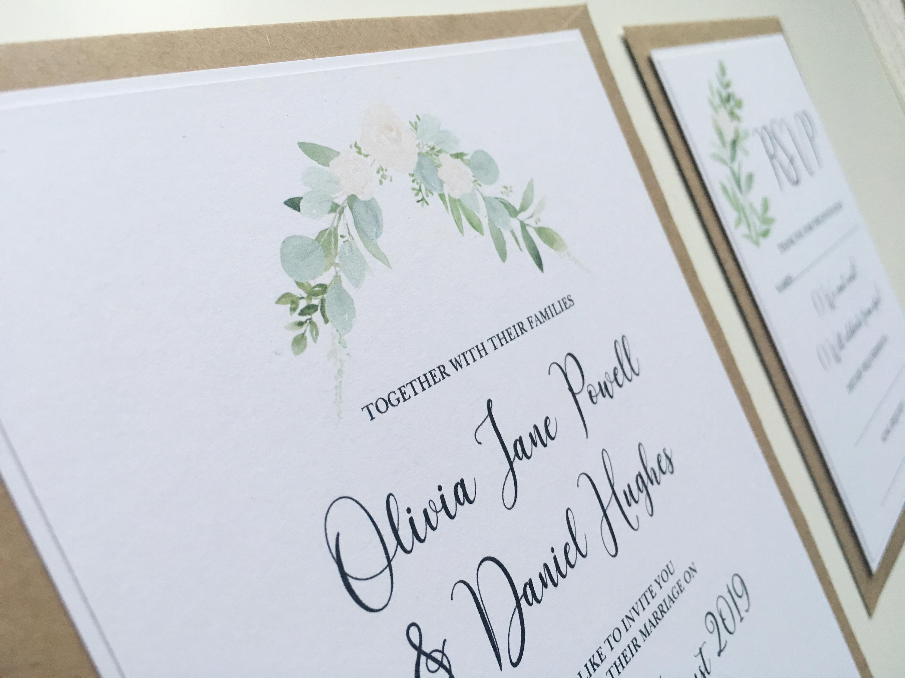 Greenery Wedding Invitation Set. Simple and Elegant Wedding | Etsy