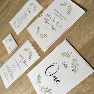 Greenery Table Plan Cards, Individual Table Plan Arrangement Cards for ...