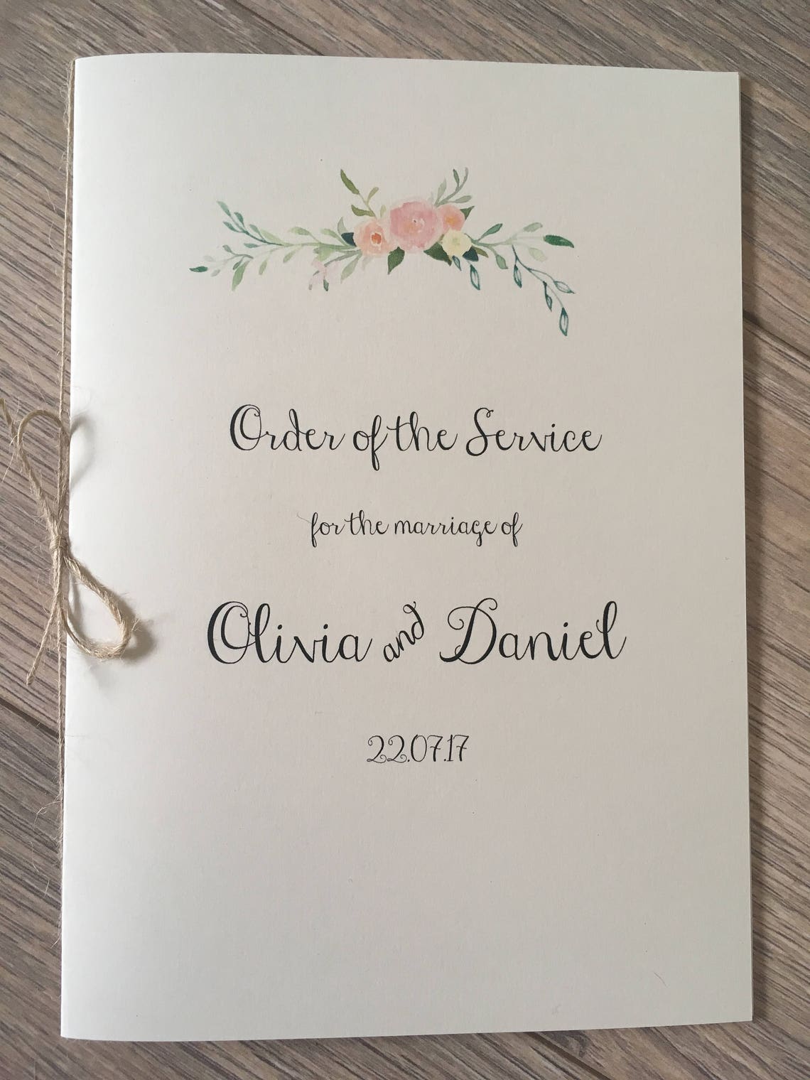 Order of Service Booklets With Boho Floral Print. Rustic - Etsy