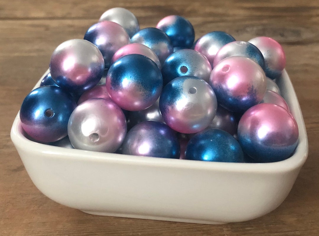 20mm Pink Blue and White Ombre Pearl Finish Bubblegum Chunky - Etsy