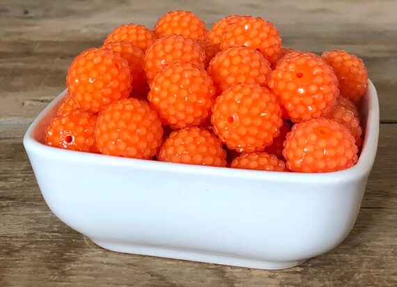 20mm Neon Orange Bumpy Rhinestone Bubblegum Chunky Bead 10 - Etsy