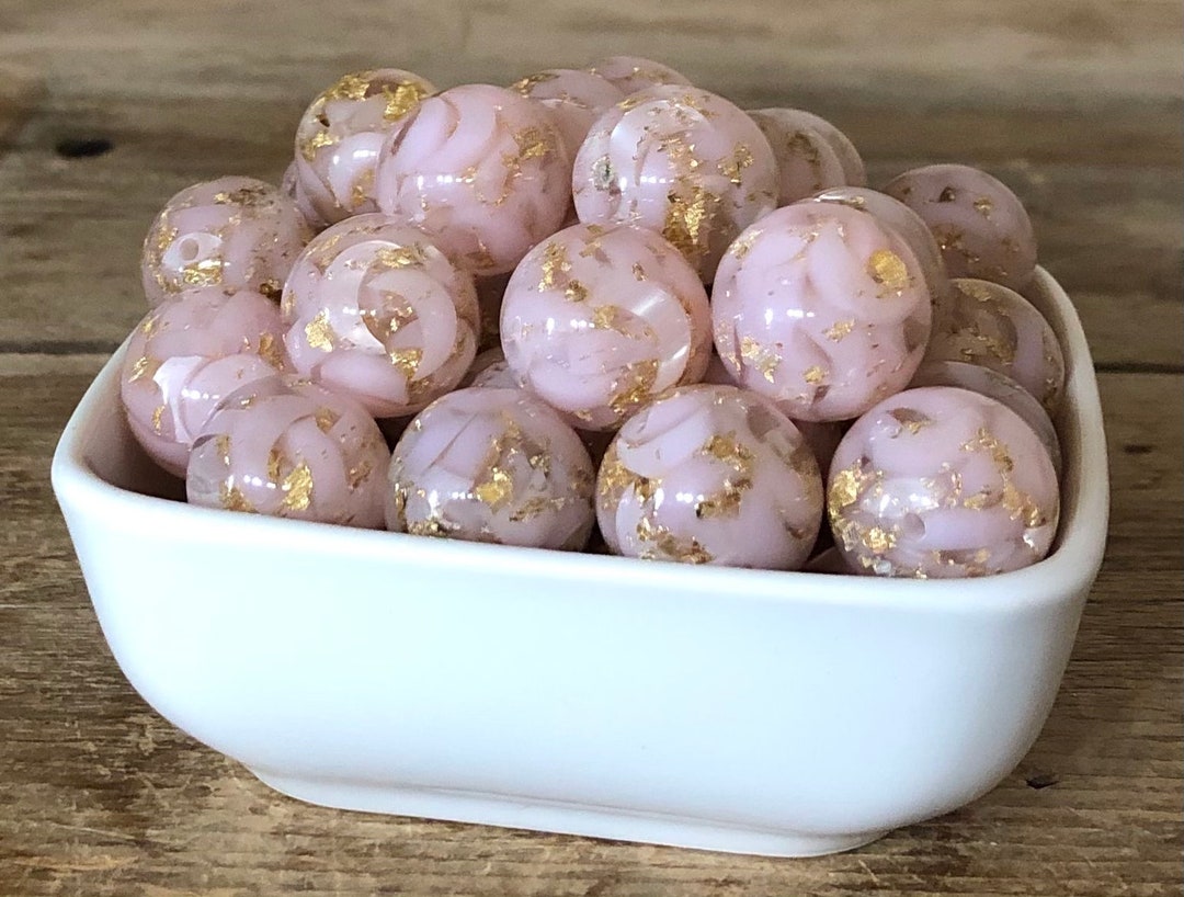 20.5mm Double Color Clear and Light Pink Resin With Gold Foil Flakes ...