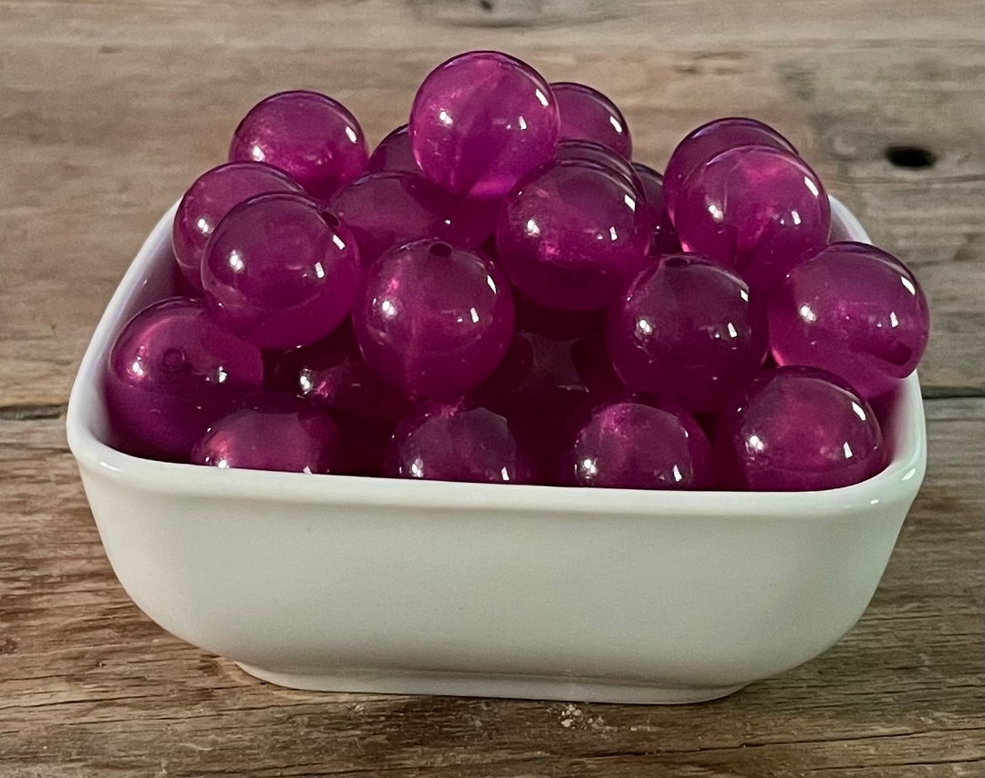20mm Purplish Red Glitter Powder Bubblegum Chunky Bead, 5 or 10 Count ...