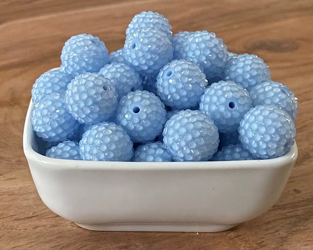 20mm Pastel Sky Blue Bumpy Rhinestone Bubblegum Chunky Bead, 10 Count ...