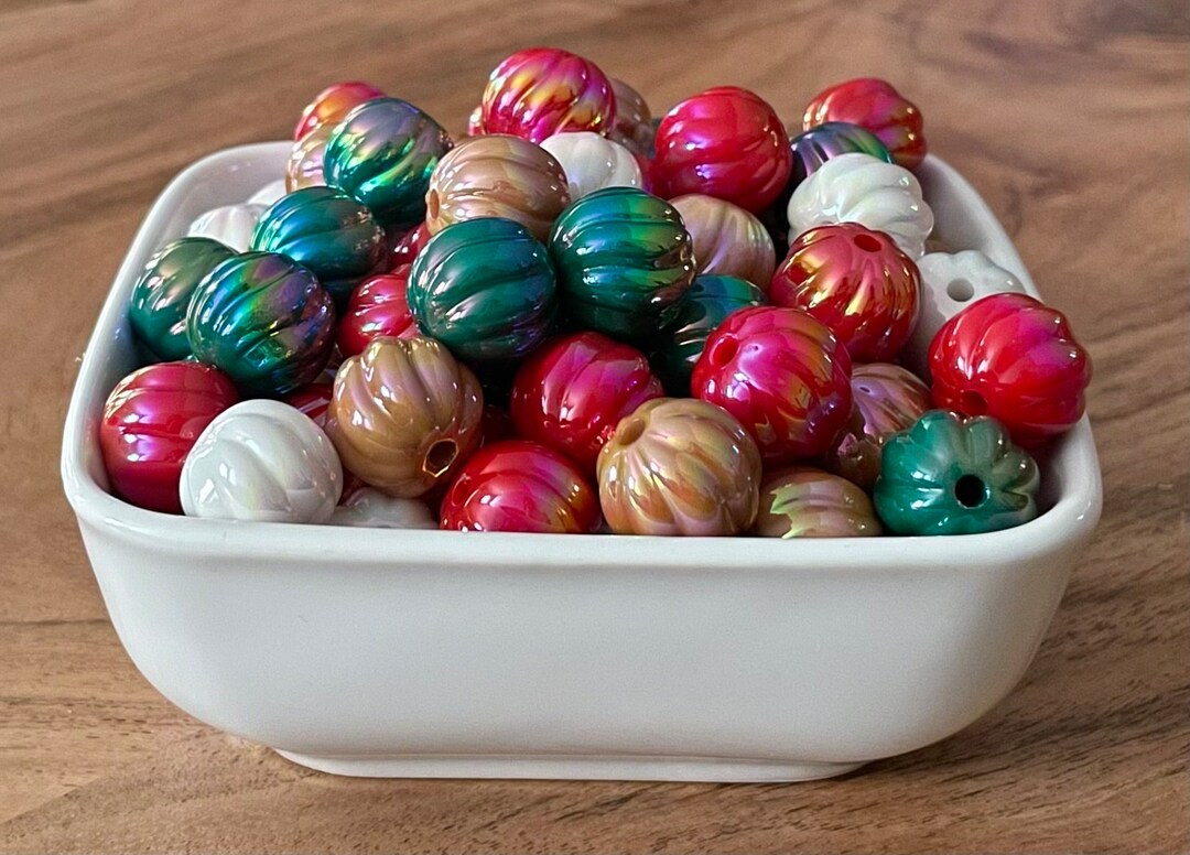 15mm Christmas Mixed Lot Wave Pumpkin Shape Aurora Effect Chunky Bead ...