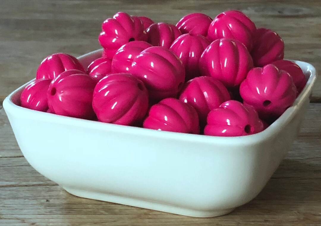 20mm Hot Pink Solid Pumpkin Shape Chunky Bead, 10 Count - Etsy