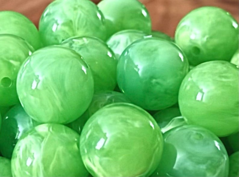 20mm Lime Green With Marble Swirl Chunky Bead, 10 Count - Etsy