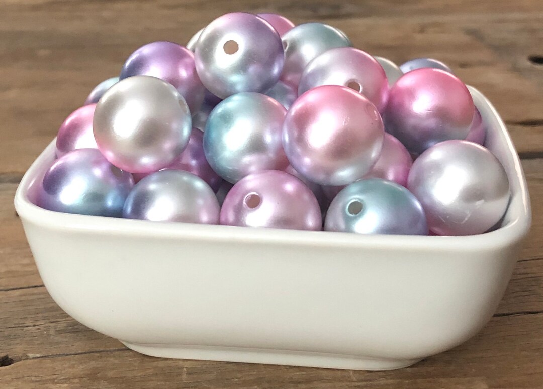 20mm Light Pink, Light Blue, Light Purple, and White Ombre Pearl Finish ...