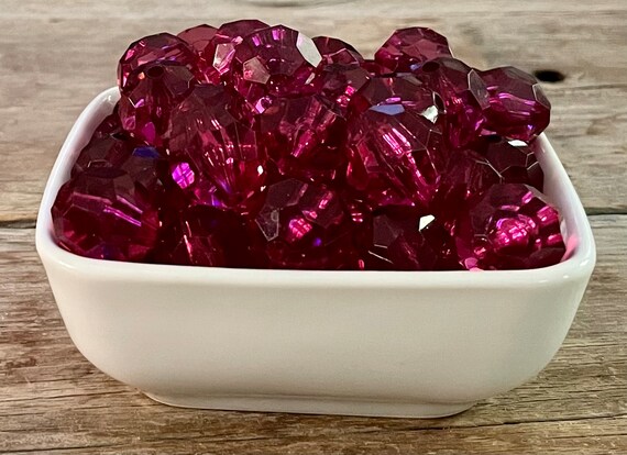 20mm Purple Red Transparent Faceted Hex Bubblegum Chunky Bead - Etsy