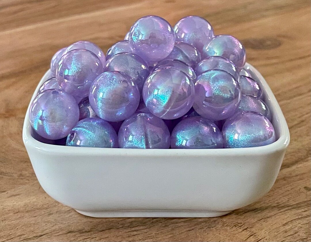20mm UV Light Purple With Blue Illusion Glitter Chunky Bead, 10 Count ...