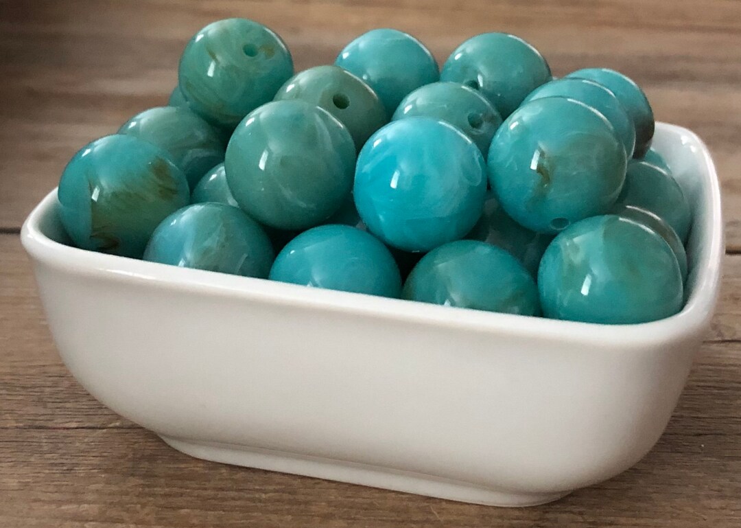 20mm Cyan Imitation Marble Bubblegum Chunky Bead 10 Count - Etsy