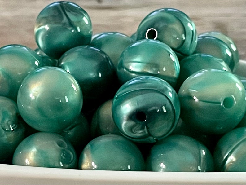 20mm Blue Green Double Color With Gold Glitter Powder Swirl - Etsy