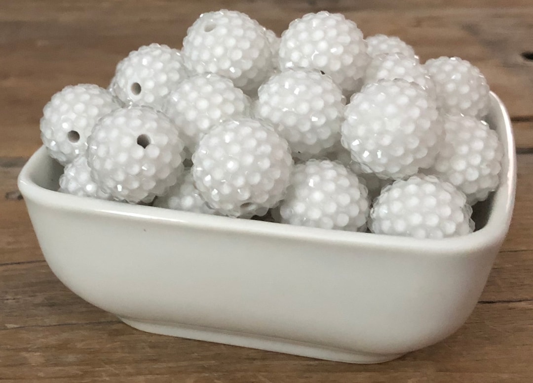 20mm White Bumpy Rhinestone Chunky Bead, 5 Or10 Count - Etsy