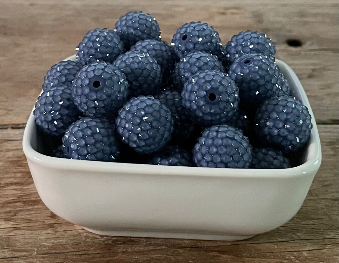 20mm Light Navy Blue Bumpy Rhinestone Bubblegum Chunky Bead, 10 Count ...