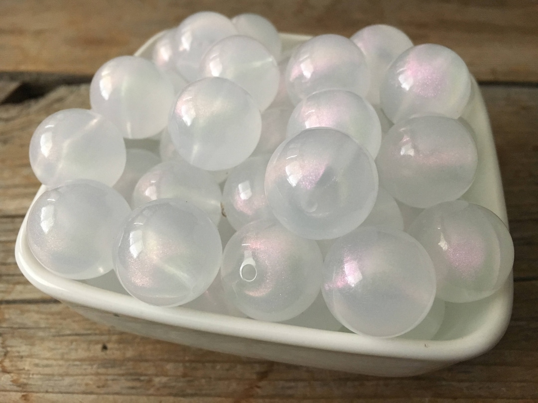 20mm White Glitter Powder Bubblegum Chunky Bead, 10 Count - Etsy