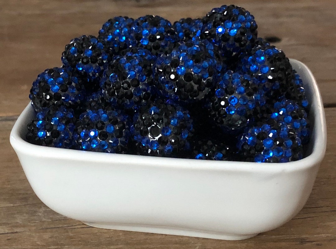 20mm Black and Royal Blue Confetti Rhinestone Chunky Bead, 10 Count - Etsy