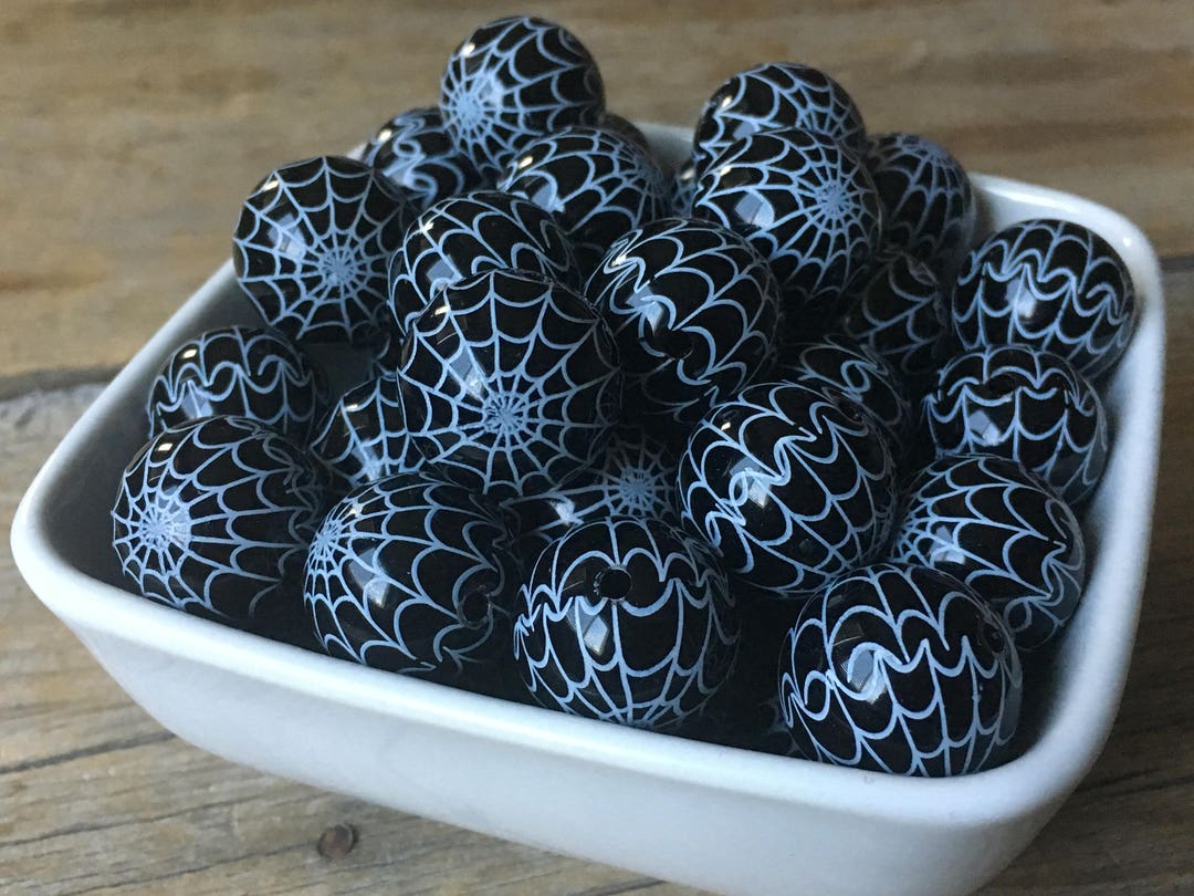 20mm Spider Web Printed Chunky Bead, 10 Count - Etsy