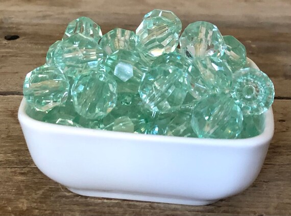 20mm Light Mint Green Transparent Faceted Hex Bubblegum Chunky - Etsy