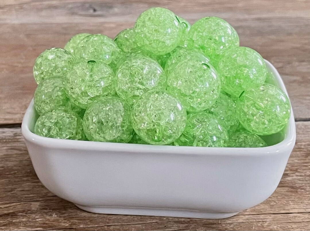 20mm Bright Green Transparent Crackle Chunky Bead, 10 Count - Etsy