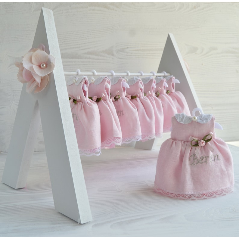 Mini Baby Pink Dress Lavender Sachet for Babyshower With Wooden Stand ...