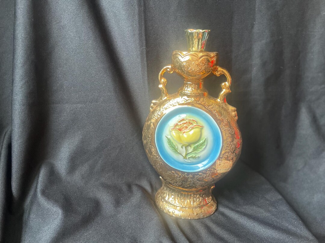Jim Beam Gold Gilt Glass Decanter 1970. - Etsy