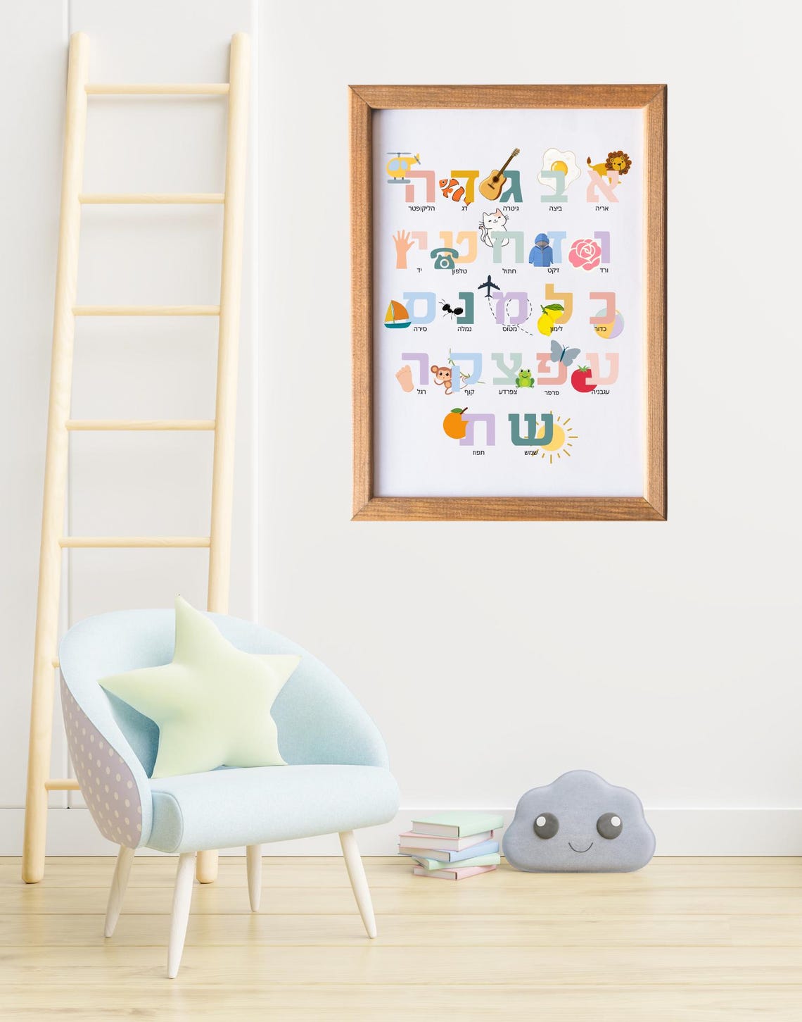 Hebrew Aleph Bet Poster | Printable Jewish Art | Hebrew Education ...