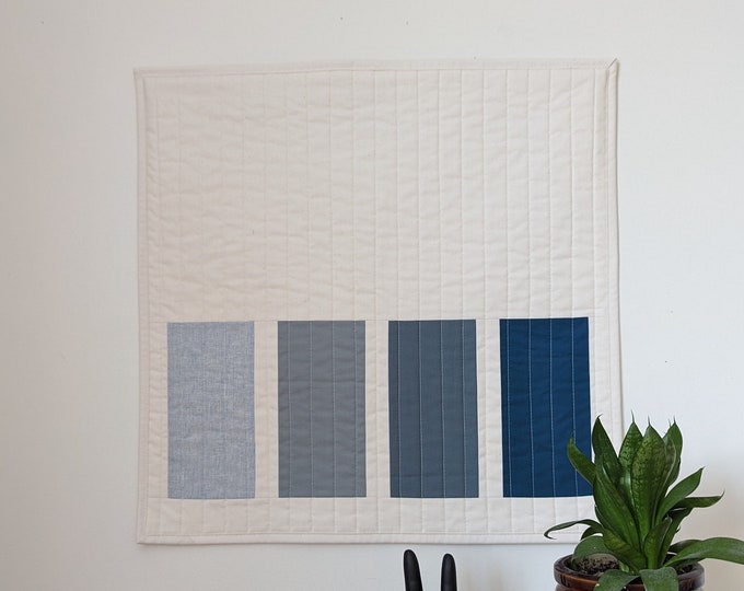 Minimalist Color Block Quilted Wall Hanging Ocean, Sky Blue Swatches ...