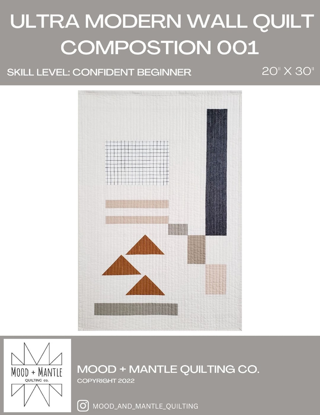 PDF Wall Quilt Pattern - Ultra Modern Quilted Wall Hanging - 20 X 30 ...