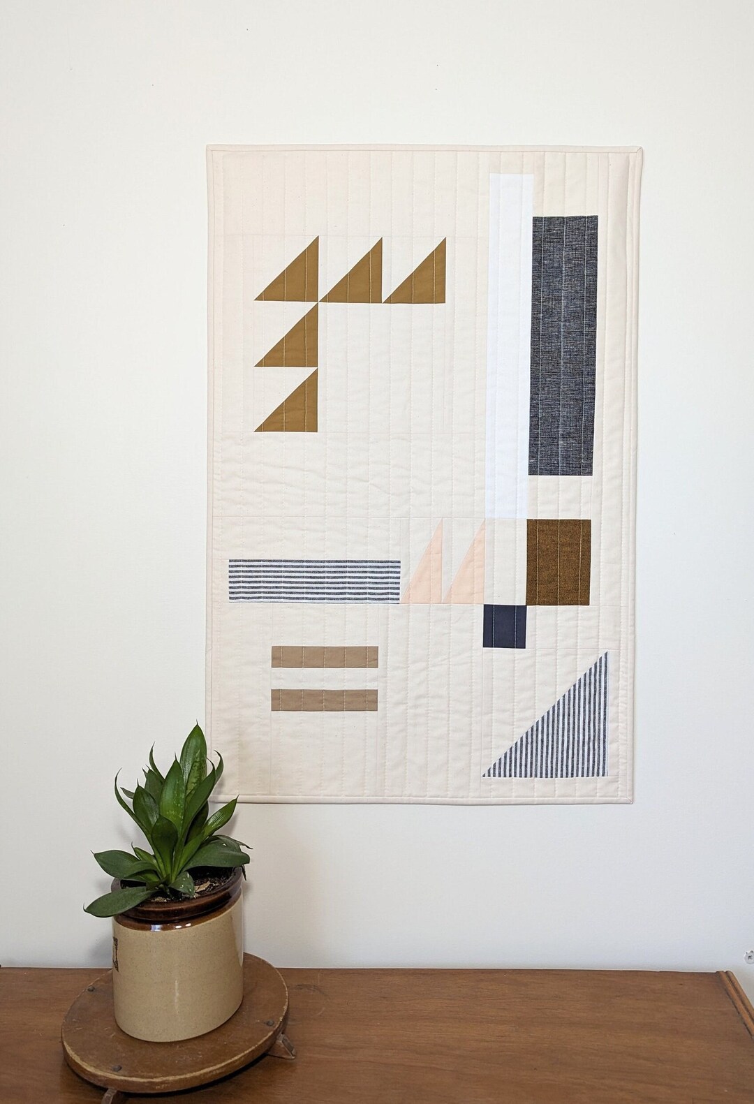 Ultra Modern Wall Quilt Abstract Geometric Shapes Hand Made Quilted ...