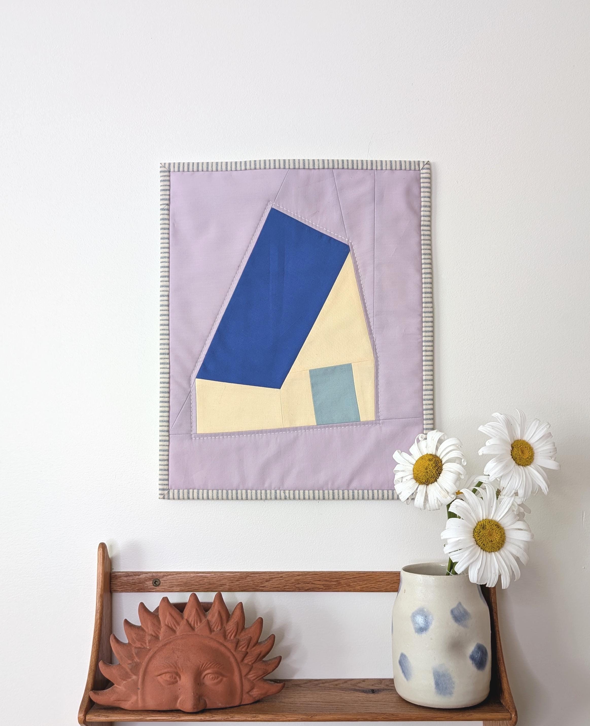 Quilted Cottage Wall Hanging: Handmade Textile Art, Lavender & Yellow ...
