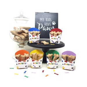 Rainbow Paw Print Party Favor Boxes for Dog Birthday Party, Puppy ...