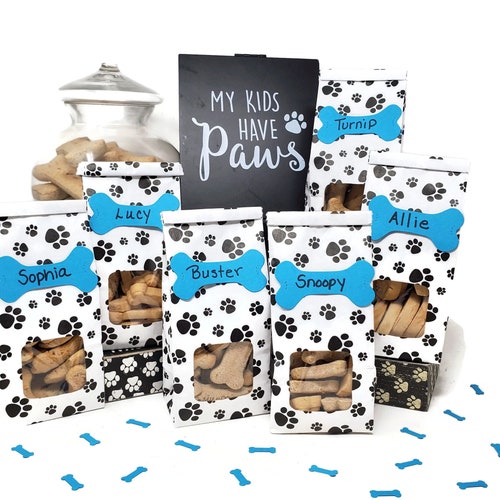 Paw Print Favor Bag for Dog Birthday Party Set of 6 Puppy | Etsy