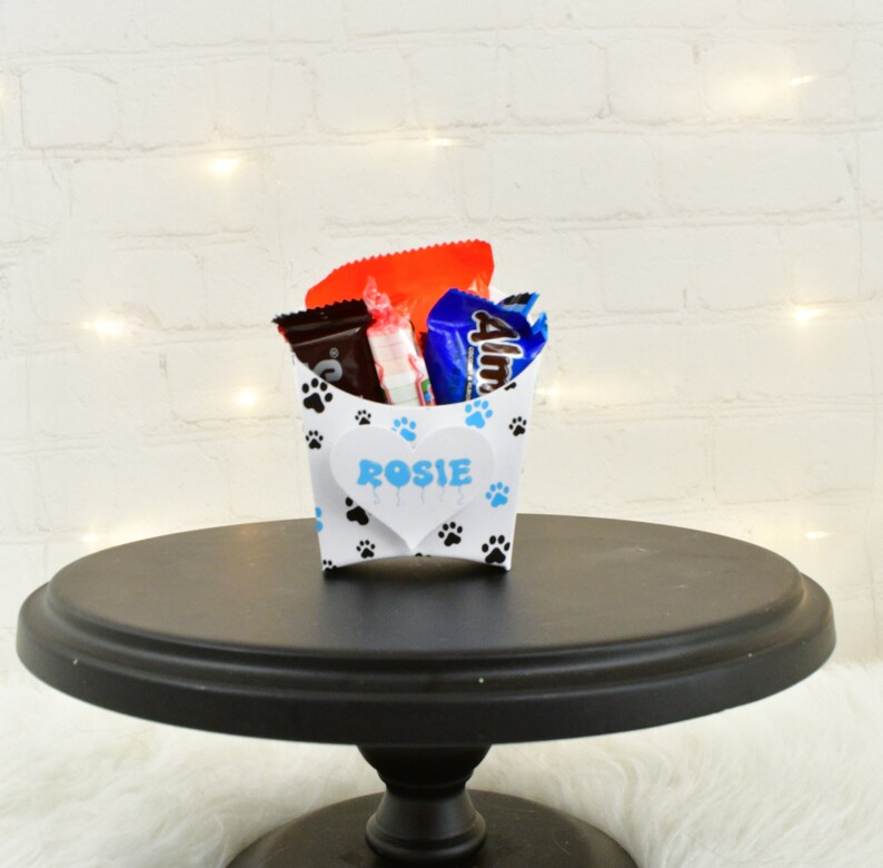 Personalized Favor Box for Dog Birthday Party Paw Print Goody - Etsy