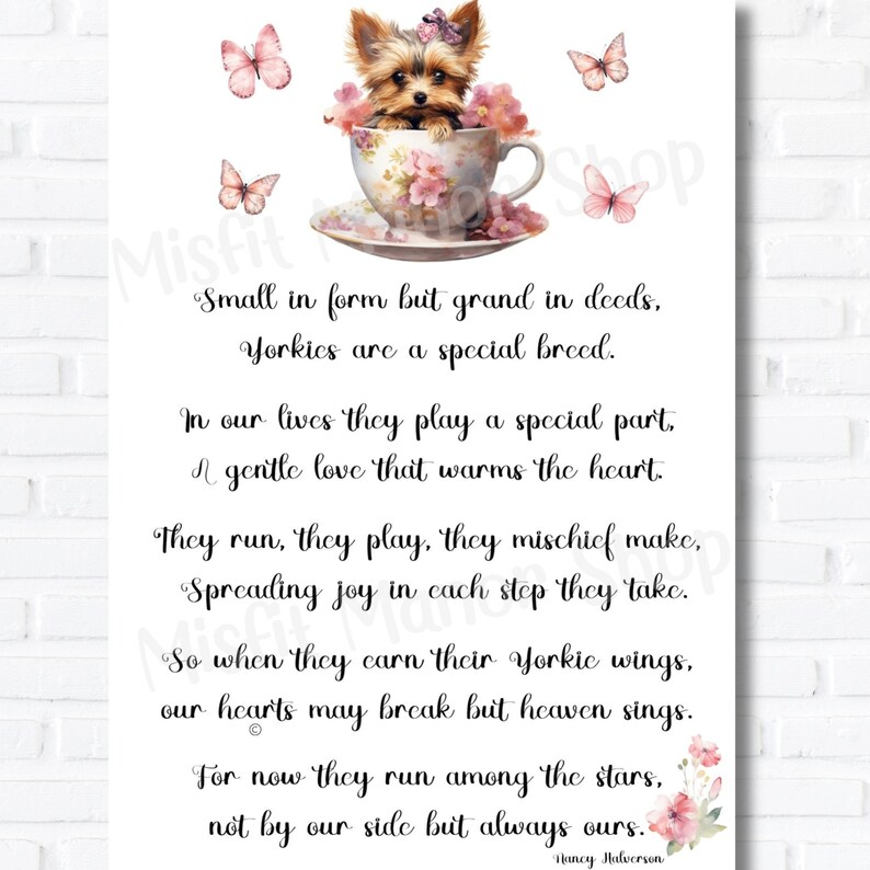 Yorkie Sympathy Card, Pet Loss, Grief Gift (digital Download) - Etsy