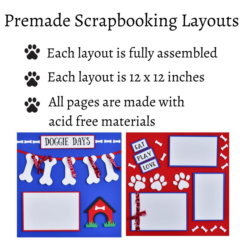 Doggie Days Scrapbook Layout, 12x12 Premade Dog Scrapbook Pages - Etsy