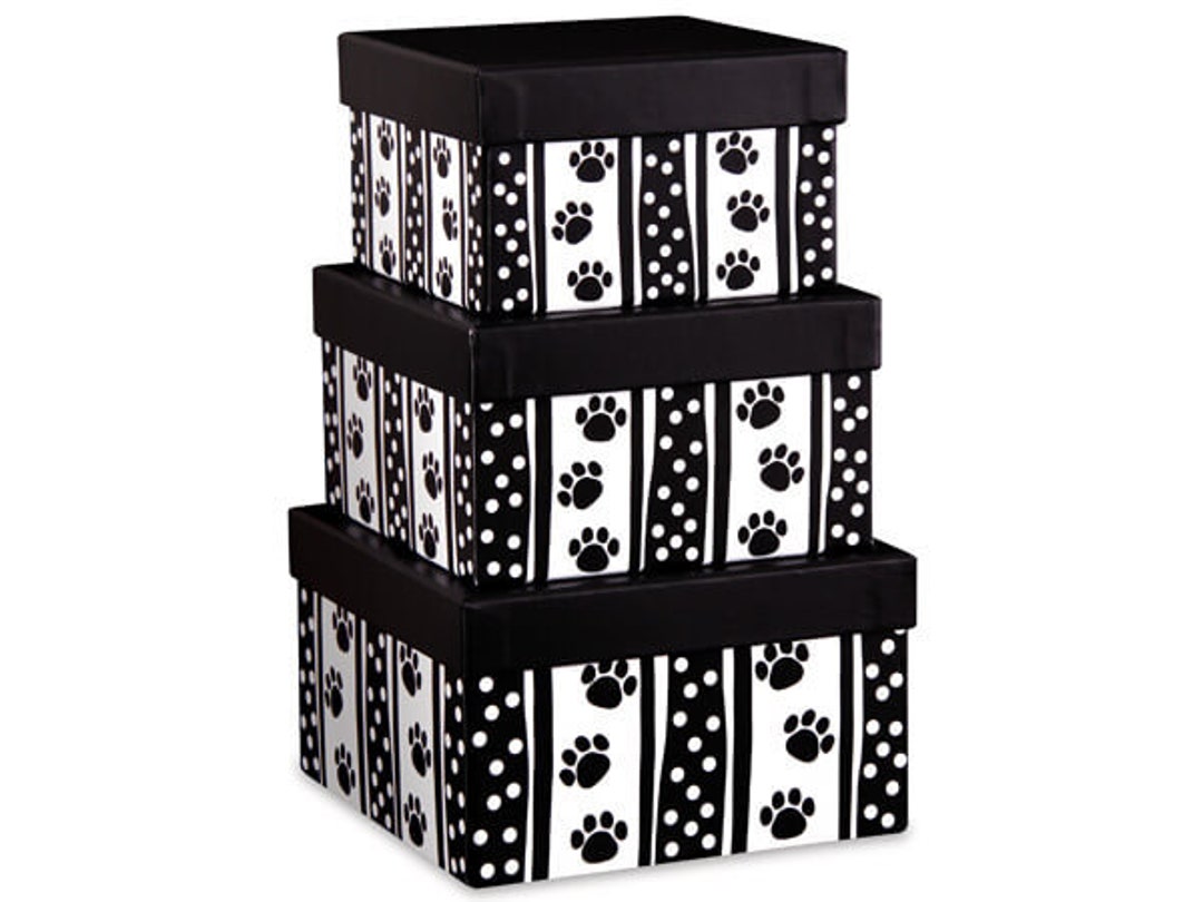 Paw Print Gift Boxes, Stackable Boxes, Set of 3, Dog Birthday Party ...
