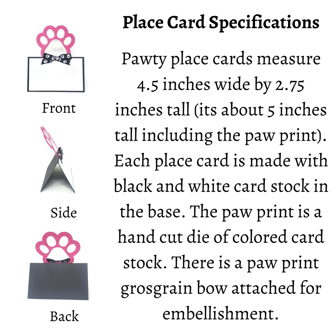 Paw Print Dog Birthday Place Cards, Pink Party Decor, Set of 6 - Etsy