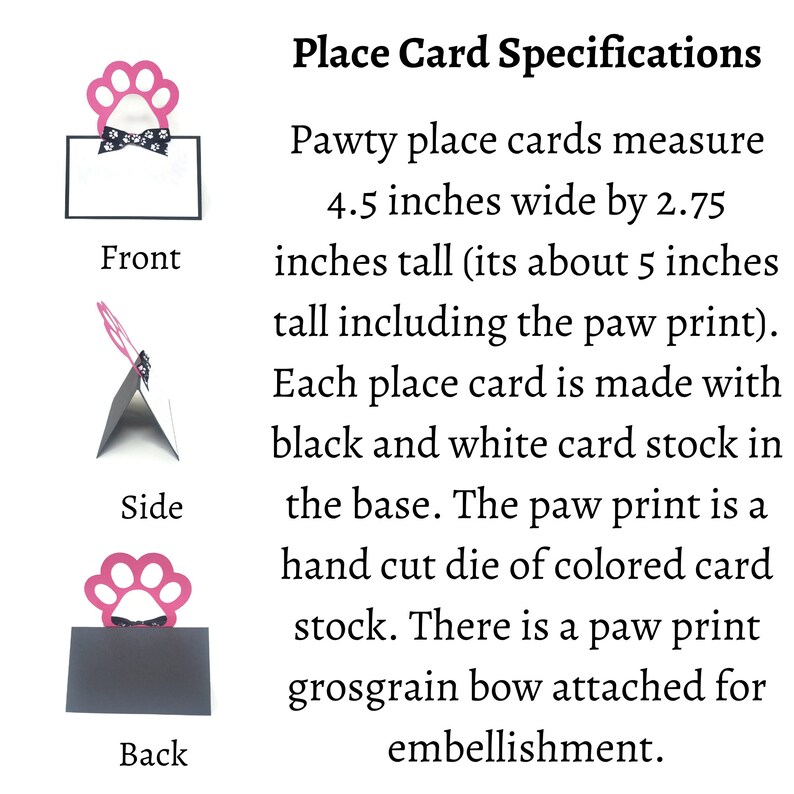 Paw Print Place Card for Dog Birthday Party Food Tent Puppy - Etsy