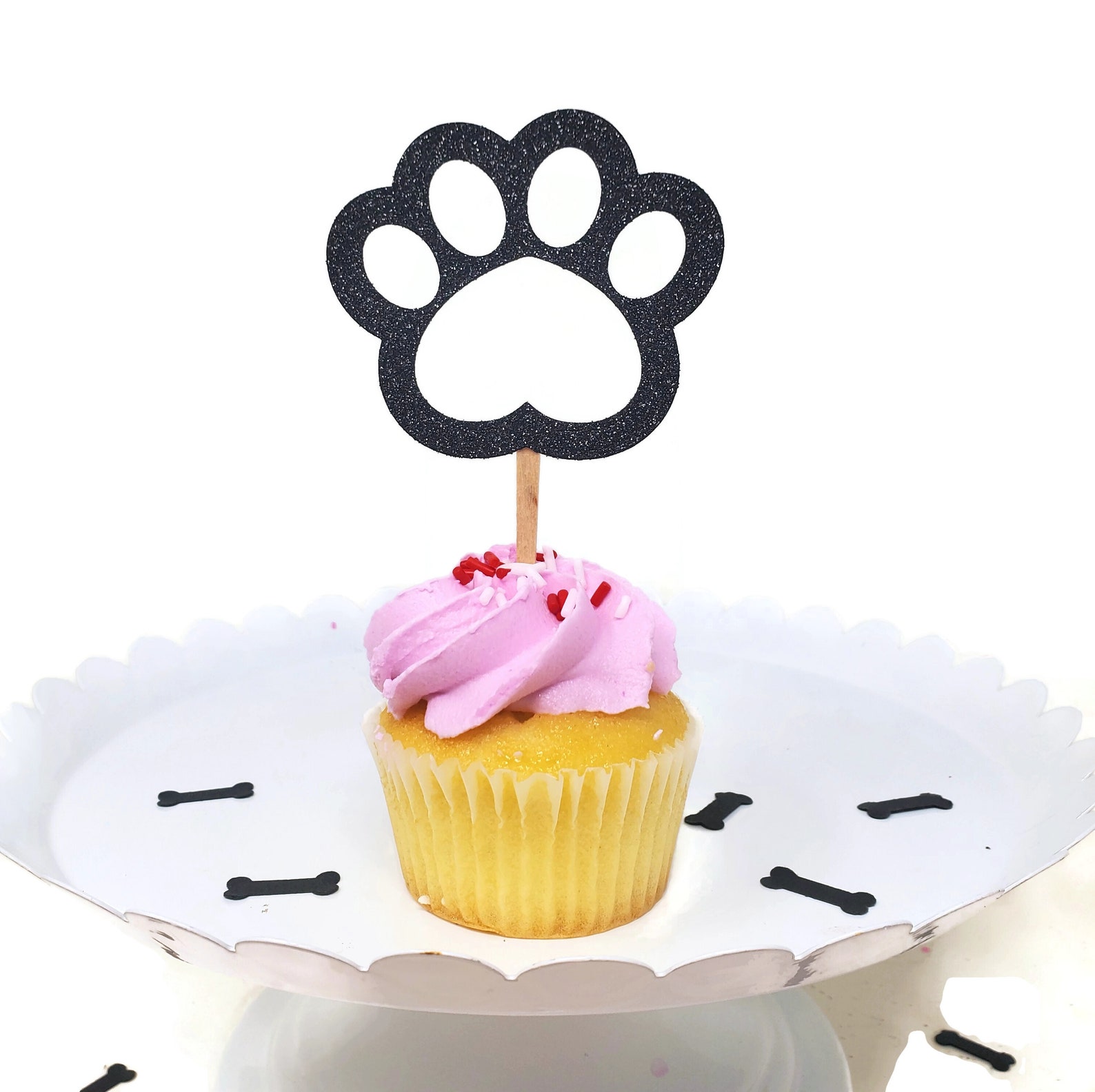Paw Print Cupcake Toppers for Dog Birthday Party Set of - Etsy